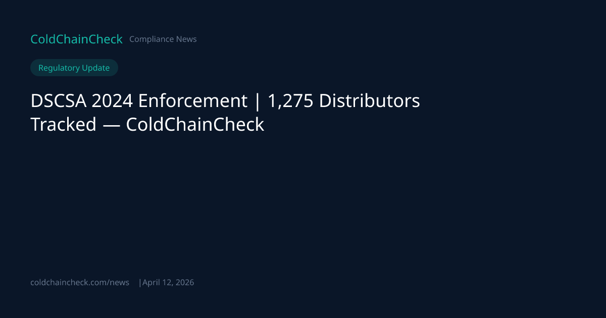 DSCSA 2024 Enforcement | 1,275 Distributors Tracked — ColdChainCheck
